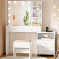 ANWBROAD Makeup Vanity Desk with Mirror & 10 LED Lights Big Vanity Set ...