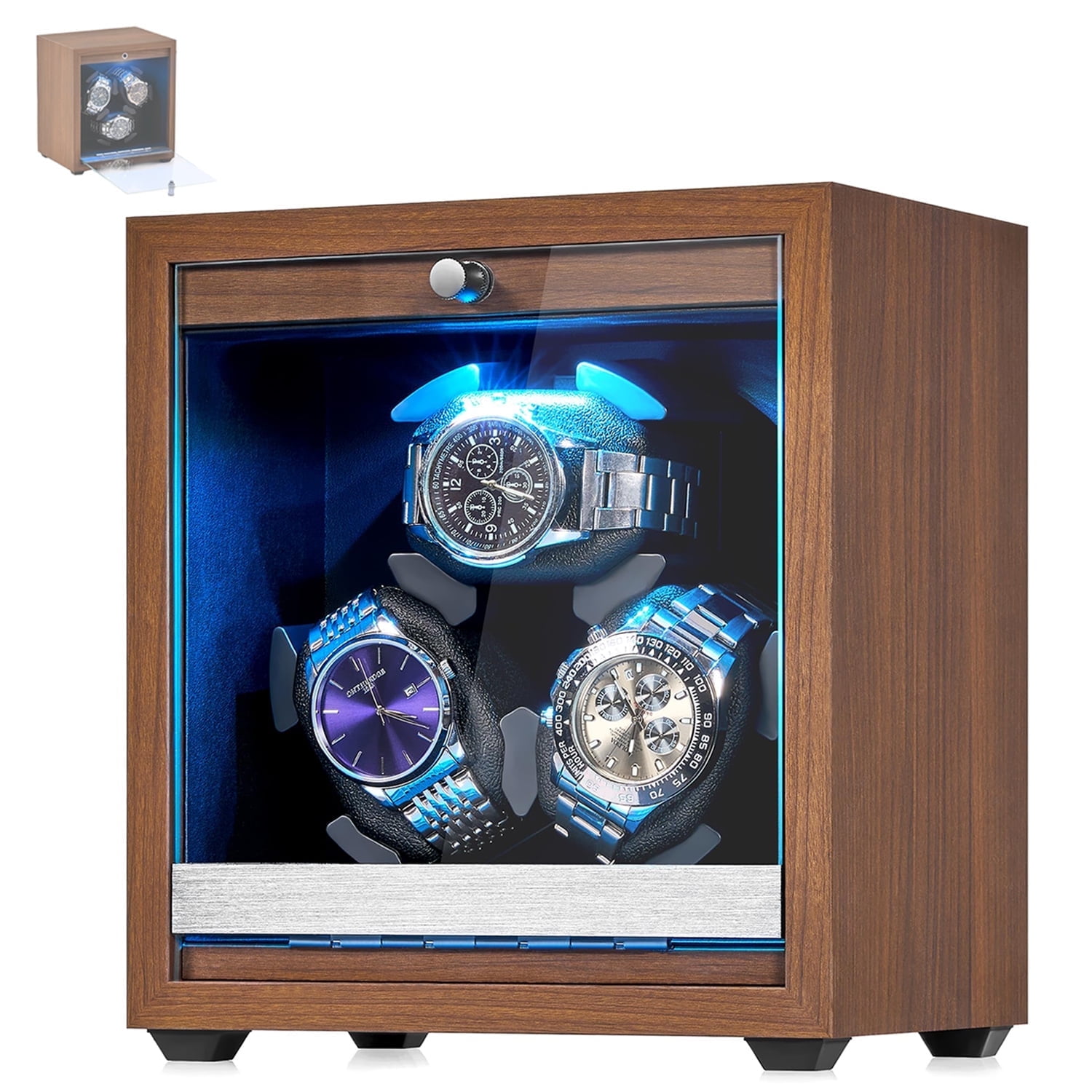 Watch Winder for Automatic Watch 3 Watch Rotator with LED and 4 ...