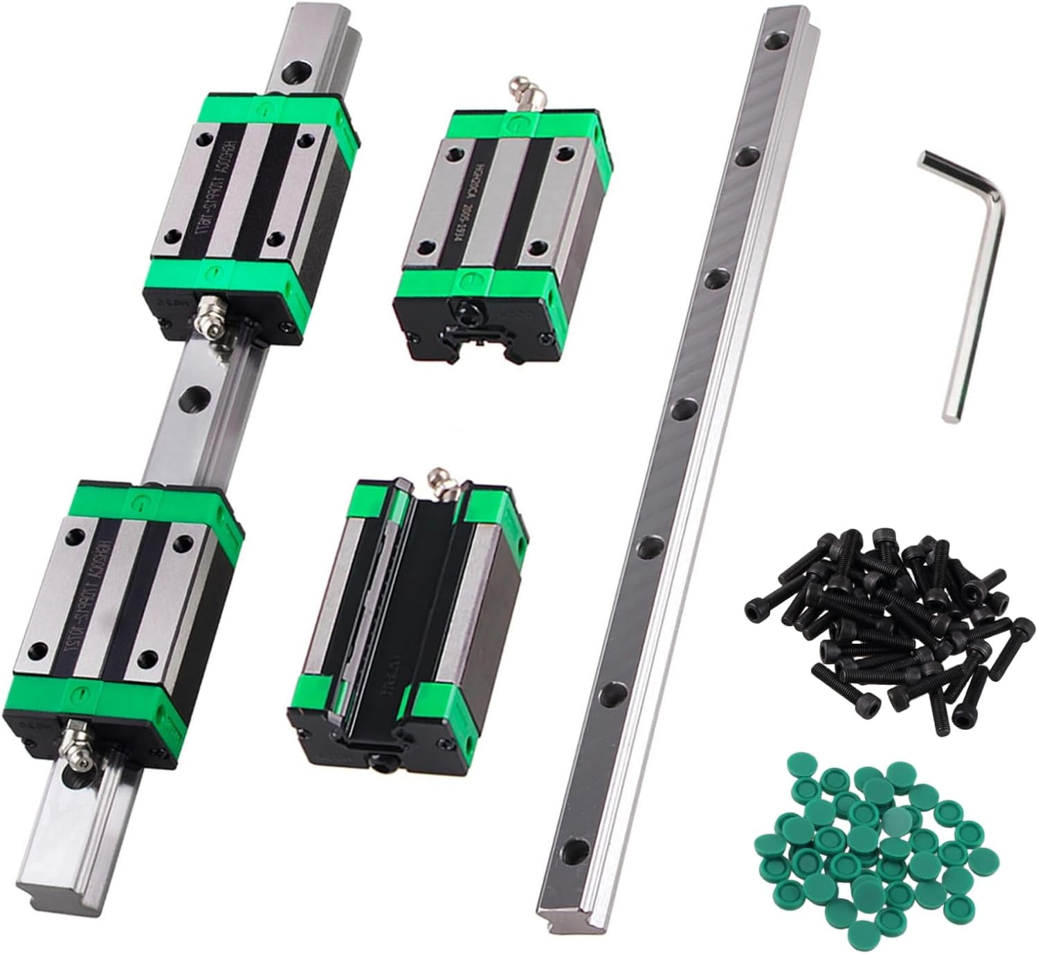 ANWOK Linear Guide Rail 2PCS HGR20 300mm Square Guideway Rail + 4PCS HGH20CA Slide Bearing Block ...