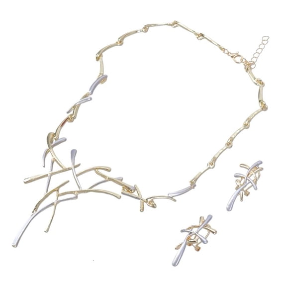ANXPTIME 1 Set Women Luxury Necklace Ear Studs Set Wedding Bridal Neck ...