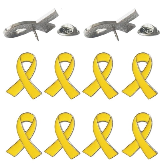 ANXPTIME 10 Pack Yellow Ribbon Brooches Health Consciousness Pins ...