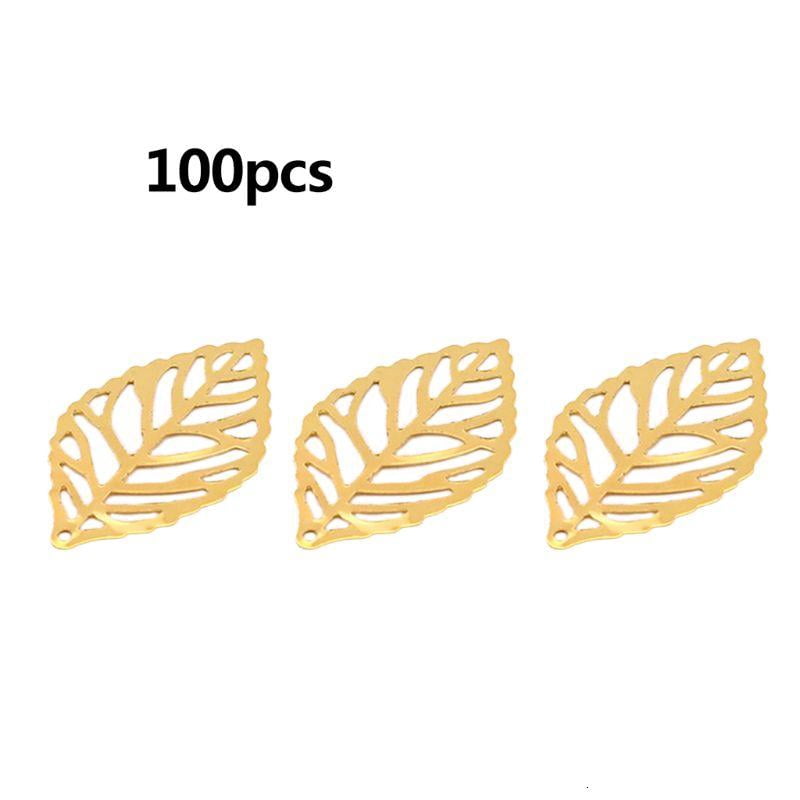 ANXPTIME 100Pcs Bronze Gold Silver Color Metal Hollow Leaf Shape Frame ...