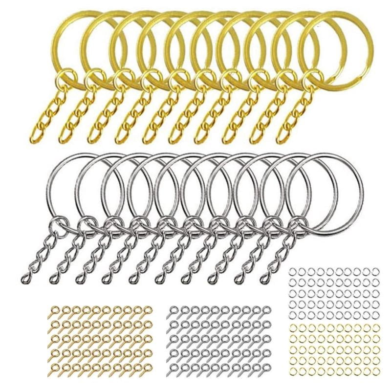 ANXPTIME 220 Pcs Golden Silver Keychain Rings Set for Resin DIY Crafts ...