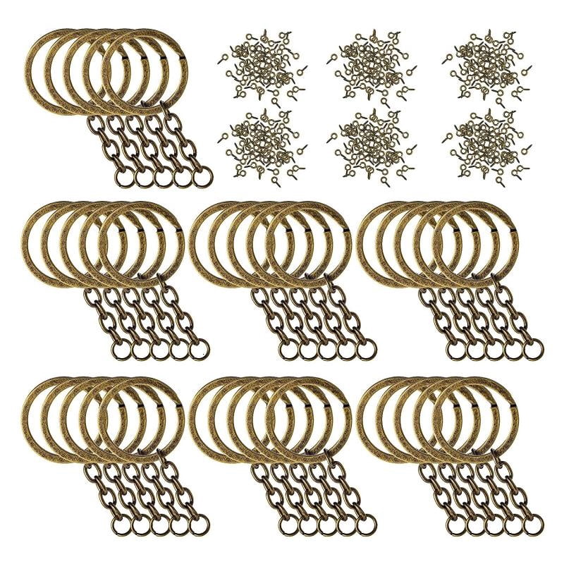 ANXPTIME 250Pieces Metal Keychains Keyrings with Chain and Jump Rings ...