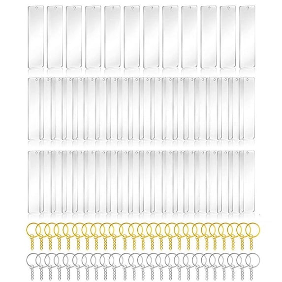 ANXPTIME 50Pcs Acrylic Keychain Blank with Ring Clear for Key Chain ...