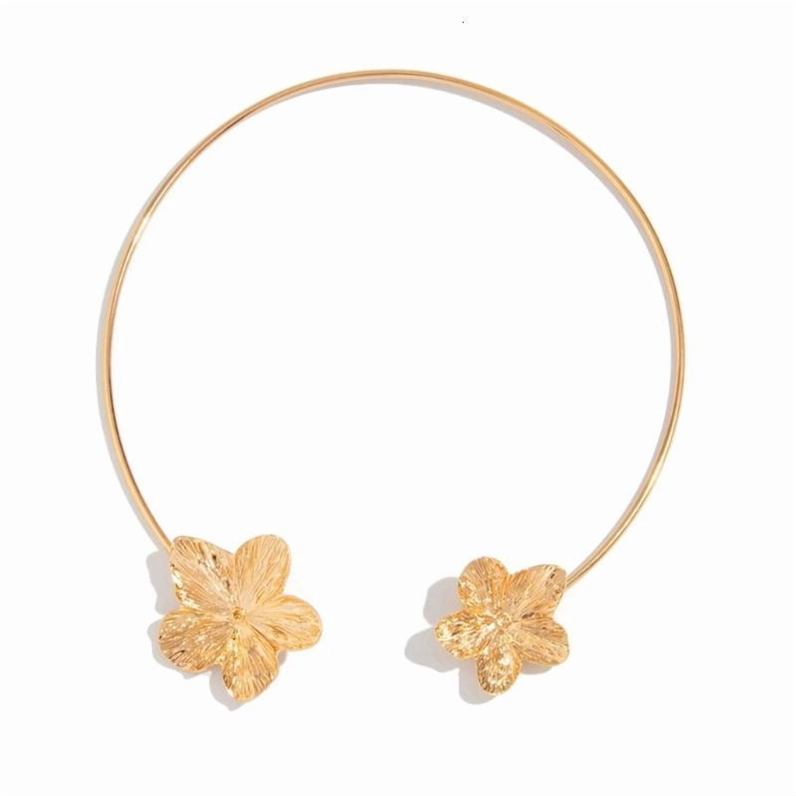 ANXPTIME Adjustable Open Cuff Necklace For Women Floral Charm Beach ...