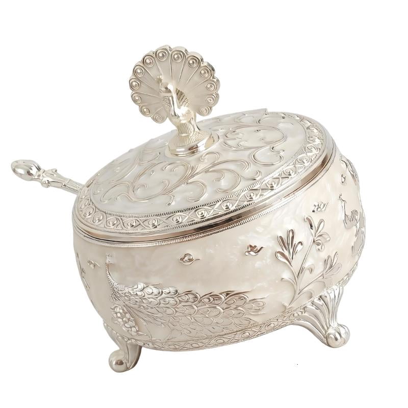 ANXPTIME Alloy And Glass Spices Jar With Spoon and Lid Perfect For Salt ...