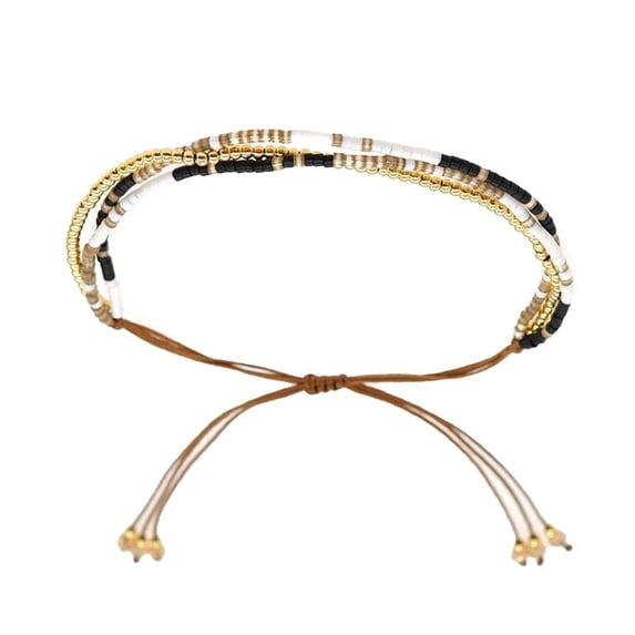 ANXPTIME Beaded Bracelet with Adjustable Wax Rope Handwoven Rice Bead ...