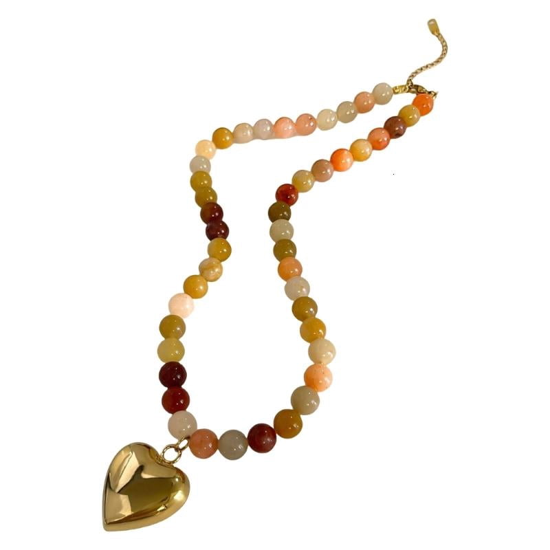 ANXPTIME Bohemia Natural Stone Necklace Handmade Beaded Chain Necklace ...