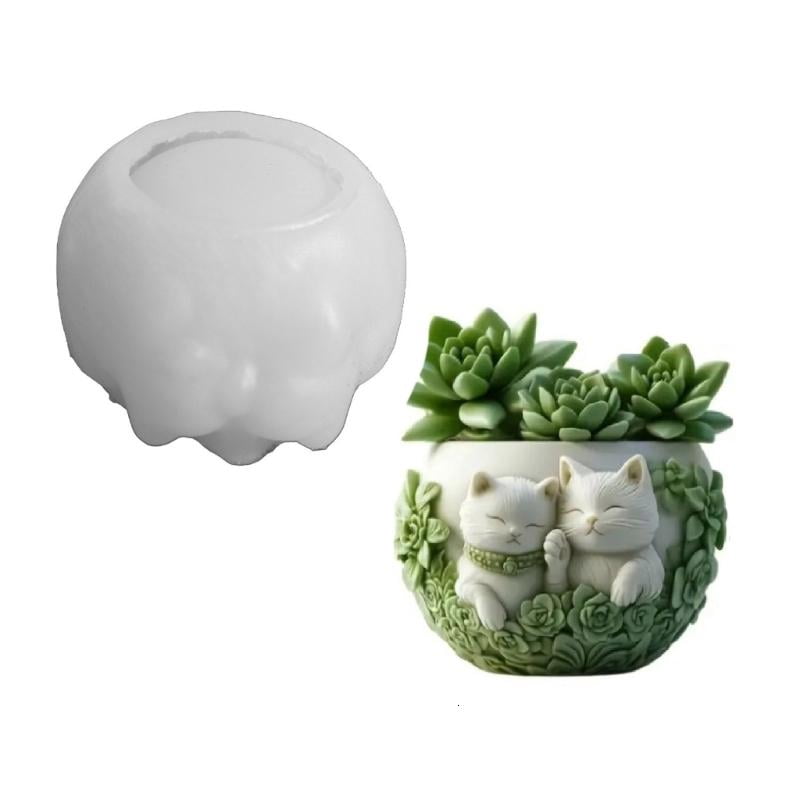 ANXPTIME Creative Cats Planter Silicone Mold For Jewelry Container ...