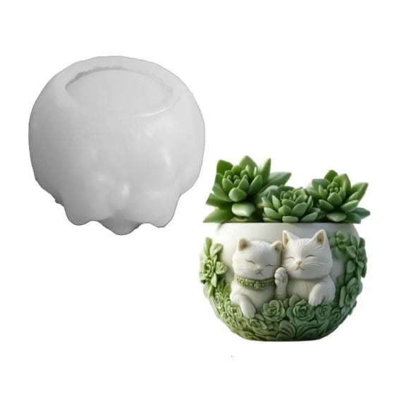 ANXPTIME Creative Cats Planter Silicone Mold For Jewelry Container ...