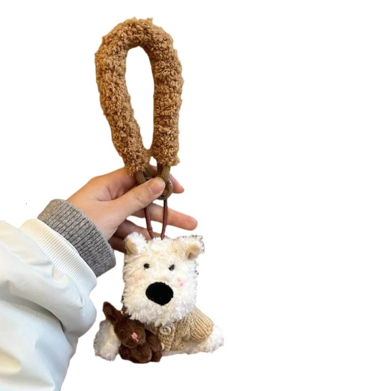 ANXPTIME Cute Westie Dog Shaped Soft Plush Keychain Handmade Accessory ...