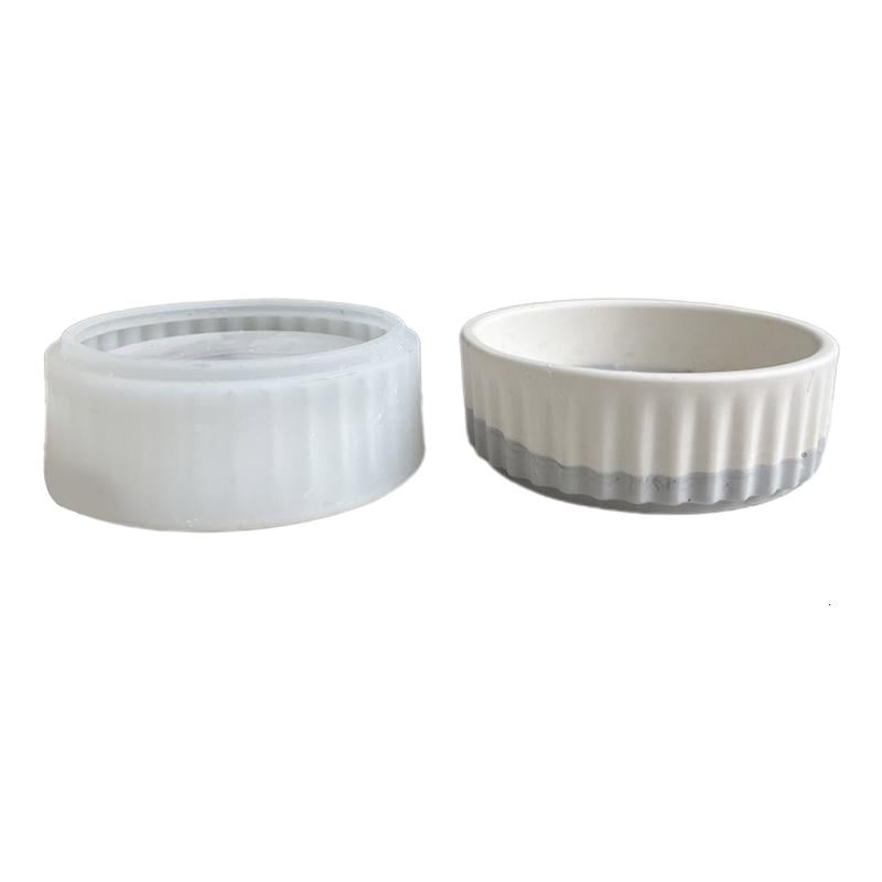 ANXPTIME DIY Round Resin Plant Mold Stripe Silicone Molds DIY Flower ...