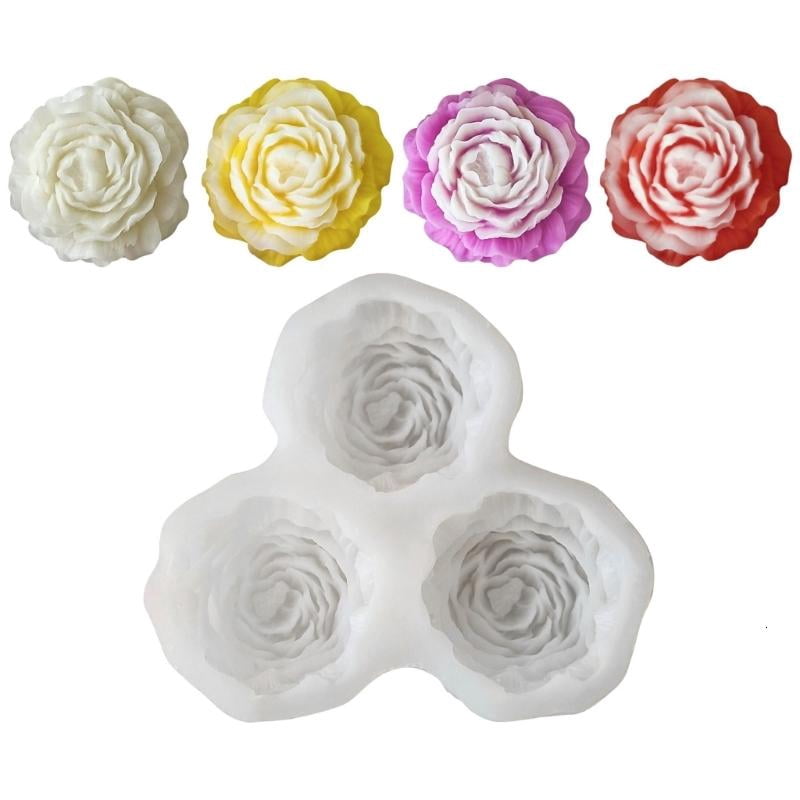ANXPTIME Easy to Clean Silicone Candle Mold Flower Soap Molds Peony ...