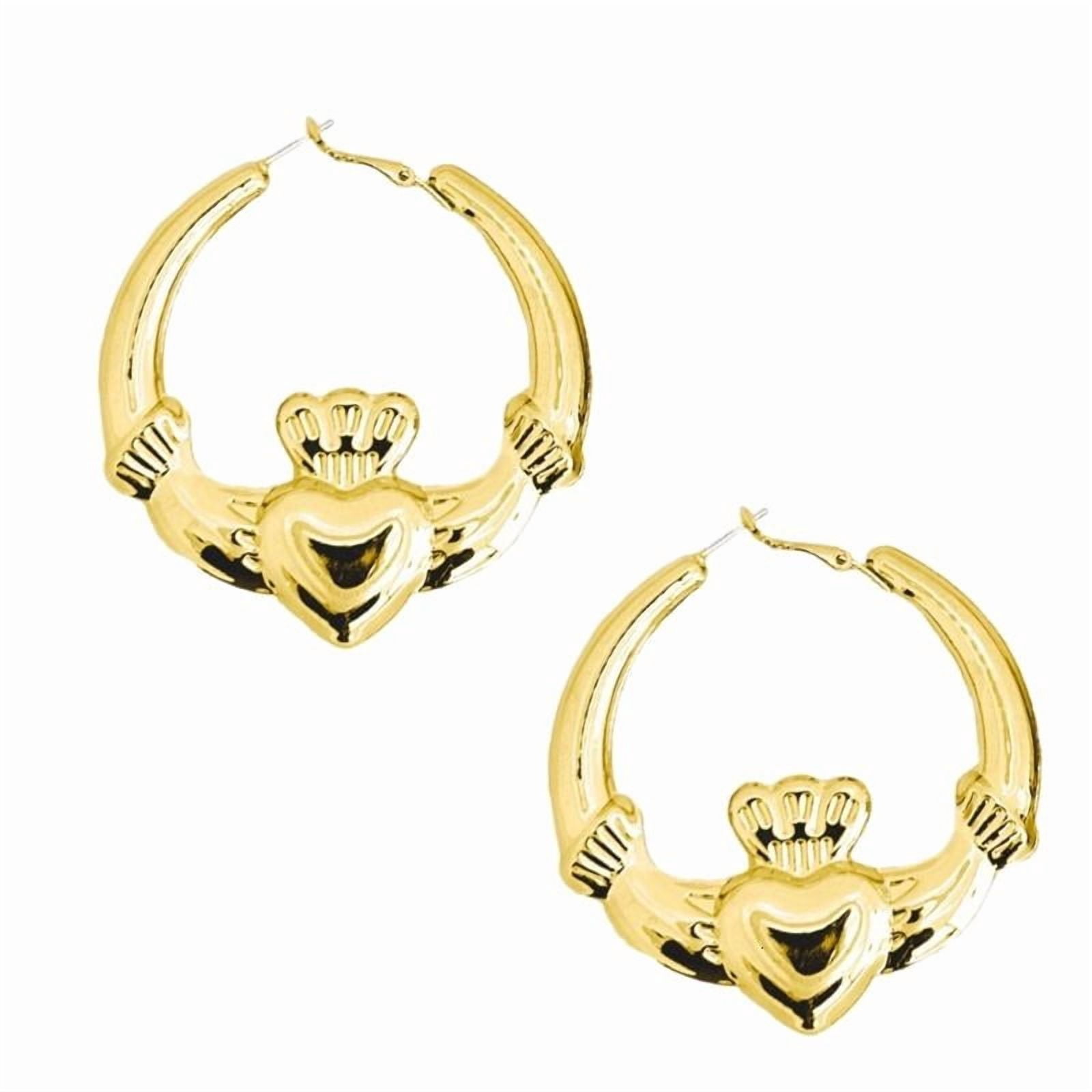 ANXPTIME Elegant Heart And Crown Hoop Earrings Gold or Silver Plated ...