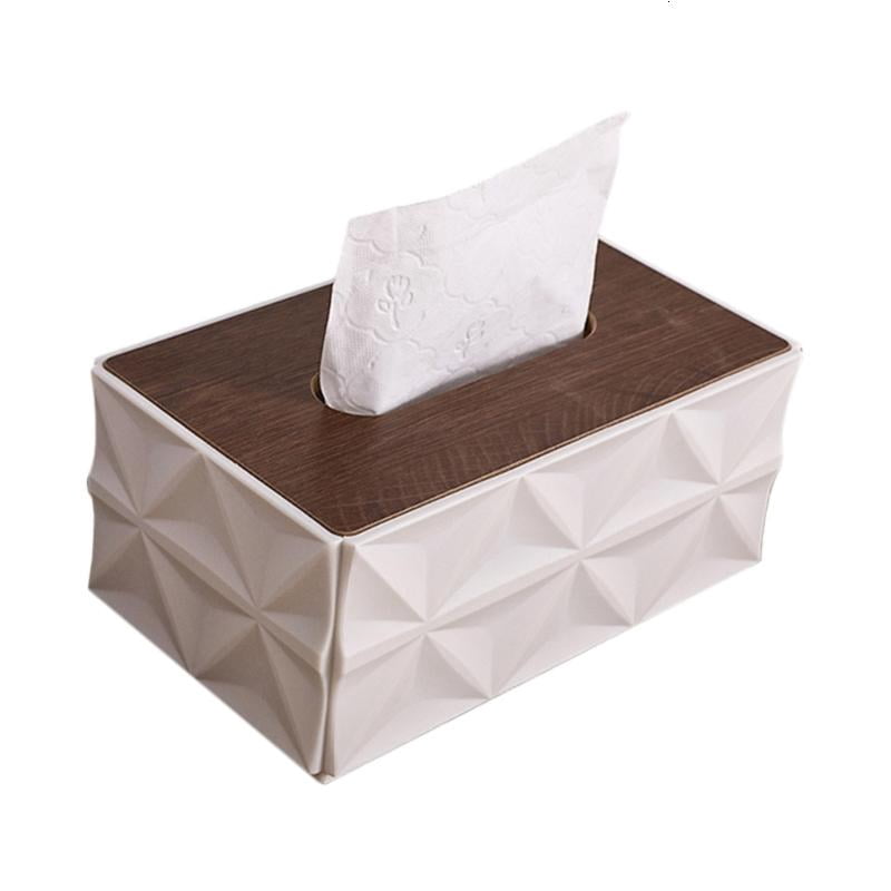 ANXPTIME Elegant Wood Top Plastic Base Tissue Paper Storage Box With ...