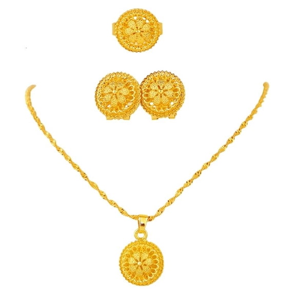 ANXPTIME Fashionable Gold Jewelry Set Necklace Earrings Rings for Women ...