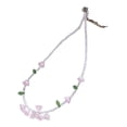 ANXPTIME Flower Pendant Choker Necklace White Beaded Neckchains ...