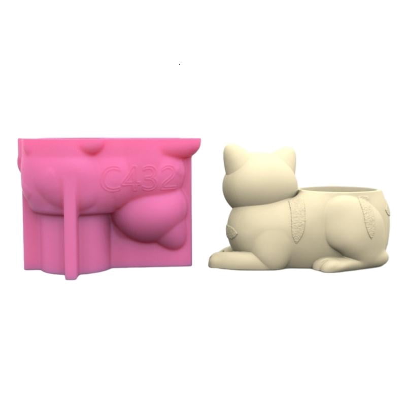 ANXPTIME Flower Pot Silicone Mold Cute Cat Pen Holder Mold for DIY ...