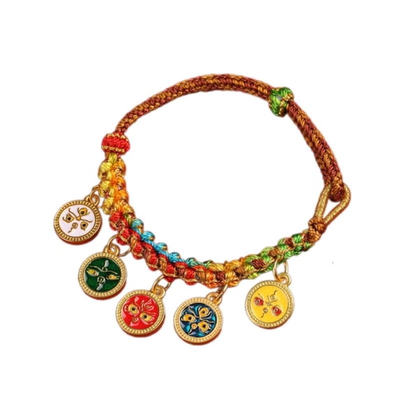 ANXPTIME Handcrafted Woven Bracelet with Five Wealthy Deities Colorful ...