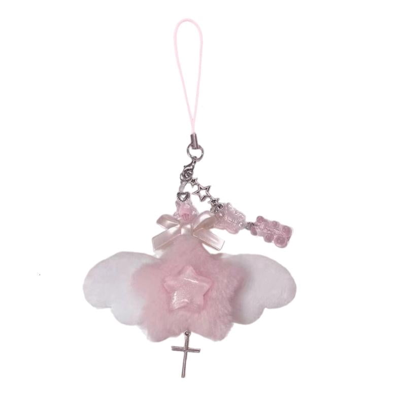 ANXPTIME Handmade Beaded Keychain with Wing Star Bowknot Phone Charm ...