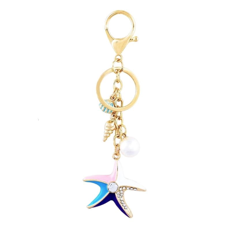 ANXPTIME Handmade Keychain Glittering Starfish Shell Pearls Details ...