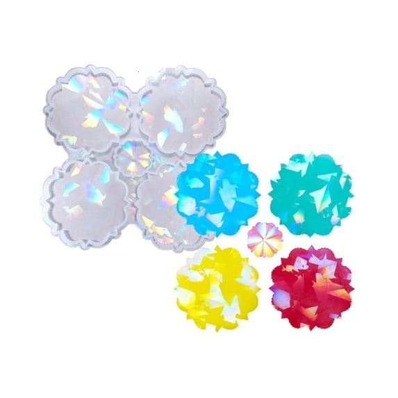 ANXPTIME Holographic Light and Shadow Silicone Mold Flower Coaster ...