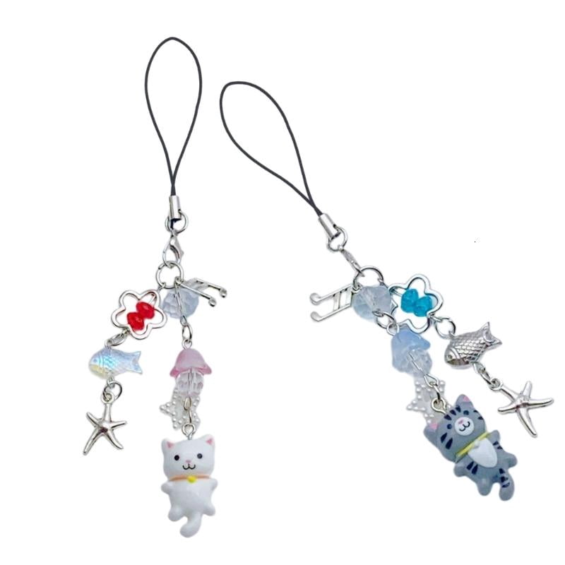ANXPTIME Lovely Cats Beaded Charm for Phone Strap or Keychain ...