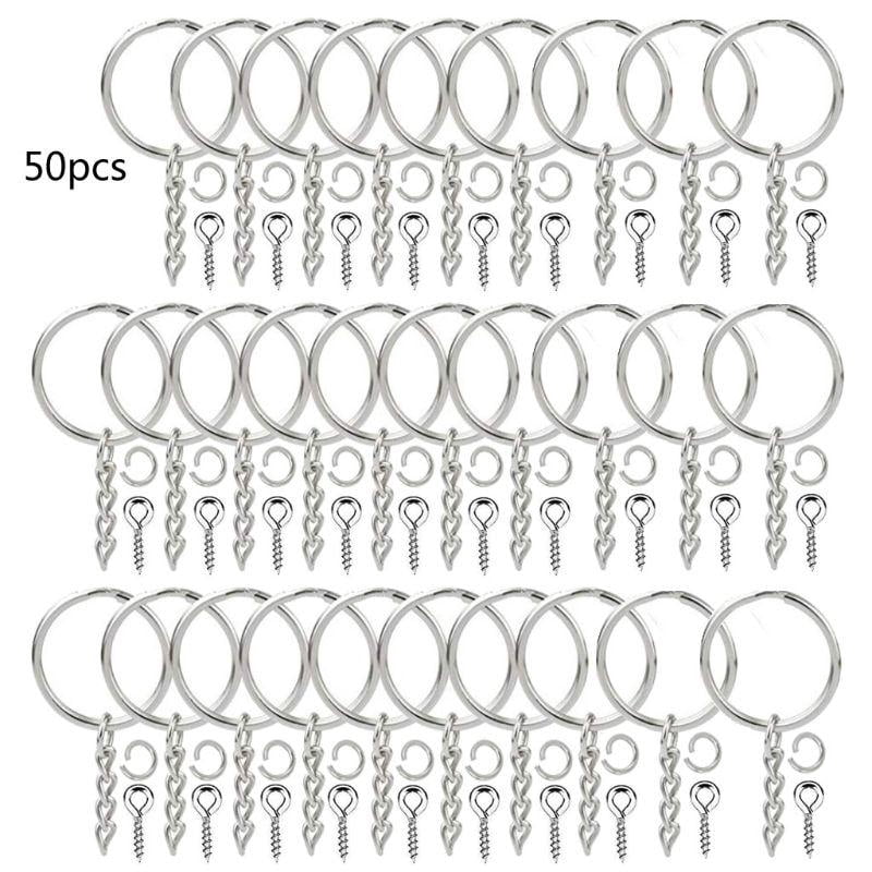 ANXPTIME Multifunction 50x Keychain Rings with Chain Open Jump Ring ...