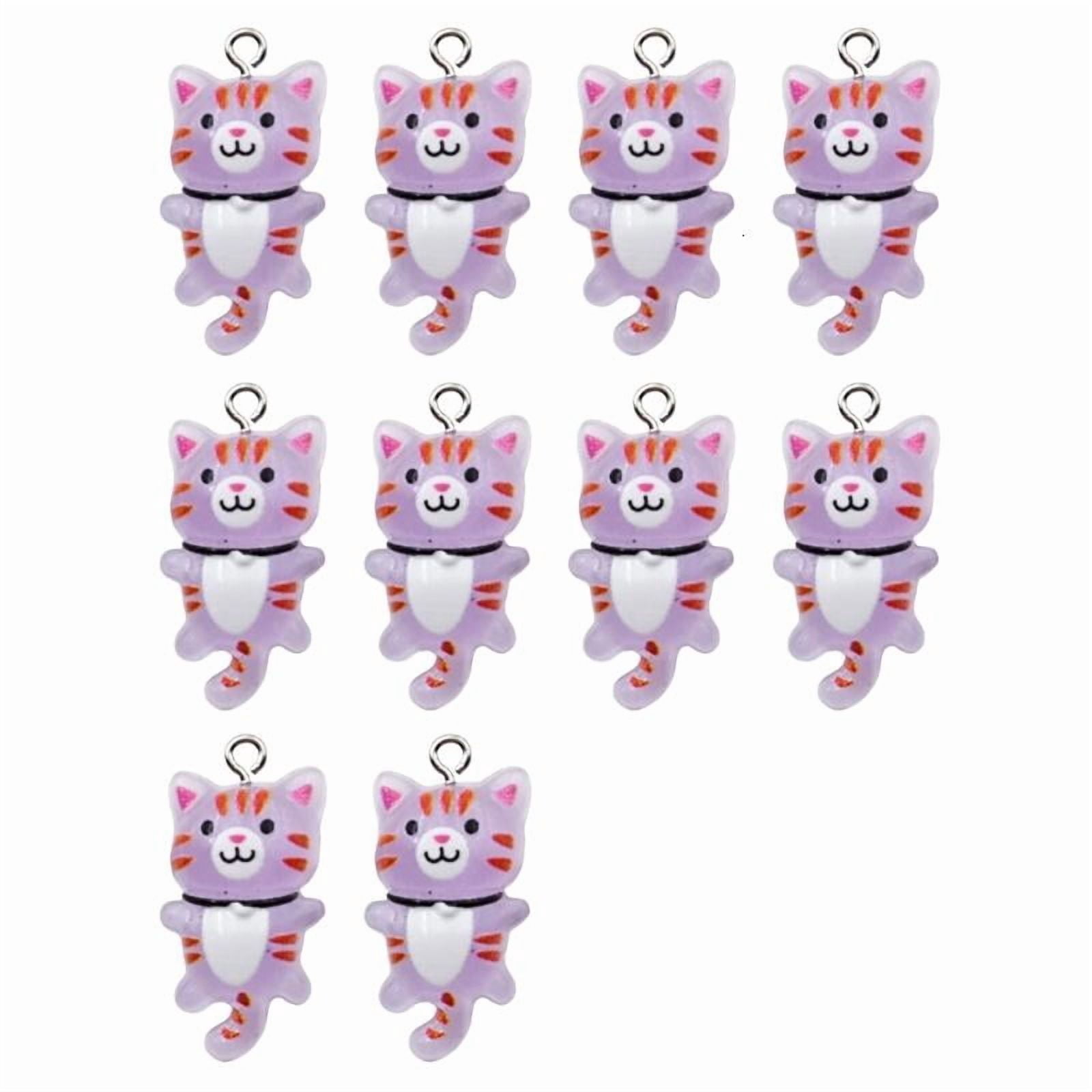 ANXPTIME Pack of 10 Charming Resin Cats for Necklace Bracelet Keychain ...