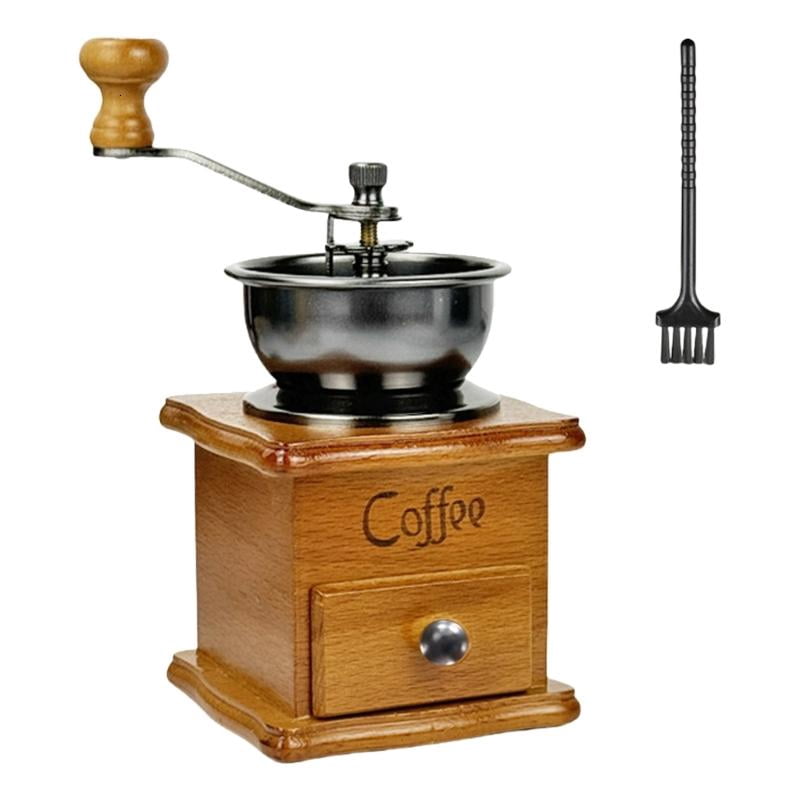 ANXPTIME Premium Wooden Coffee Bean Grinder Hand Operated Mechanism ...