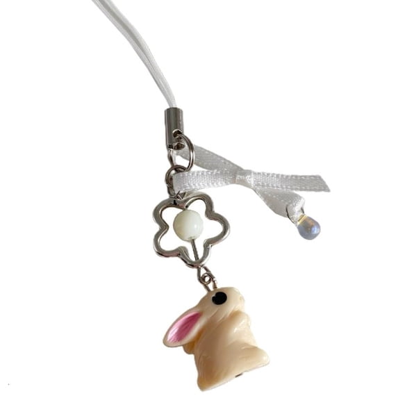 ANXPTIME Rabbit Ribbon Phone Charm Keychain Elegant Bowknot Flower ...