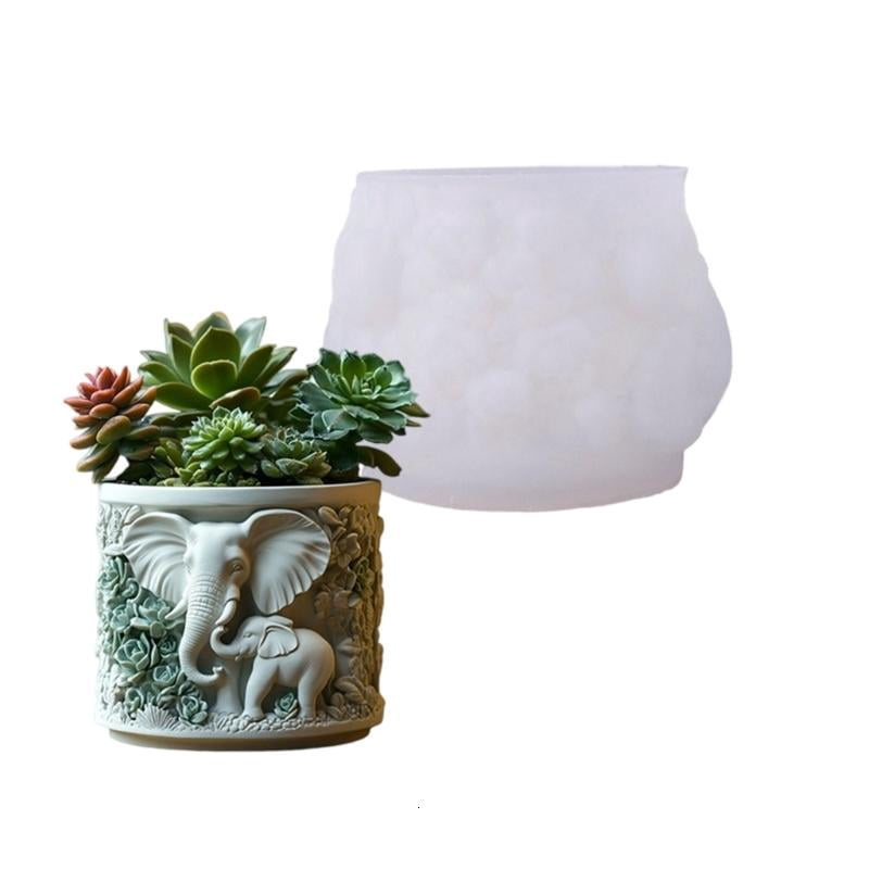 ANXPTIME Reusable Silicone Planter Mold with Detailed Elephant Design ...