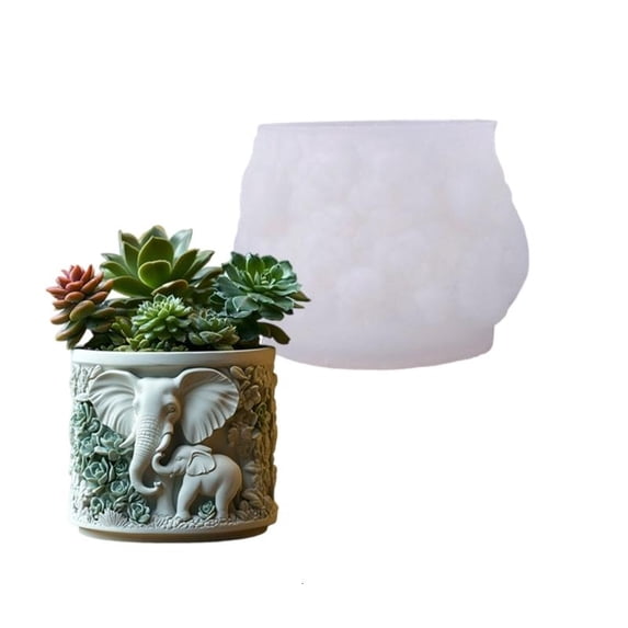 ANXPTIME Reusable Silicone Planter Mold with Detailed Elephant Design ...