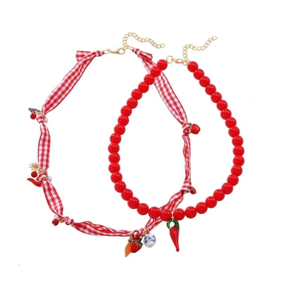 ANXPTIME Stackable Strawberry Pepper Bead Necklace Lightweight Alloy ...