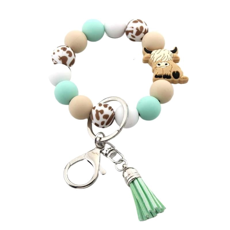 ANXPTIME Unique Cattle Elk Silicone Beaded Keyring Wrist Lanyard ...