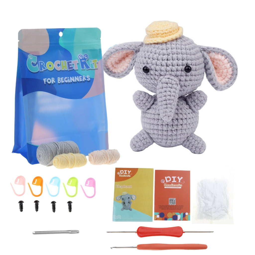 ANXPTME Cute Elephant Crochet Kits DIY Crochet Starter Kits IncludeCrochet Hook, Yarns - Walmart.com