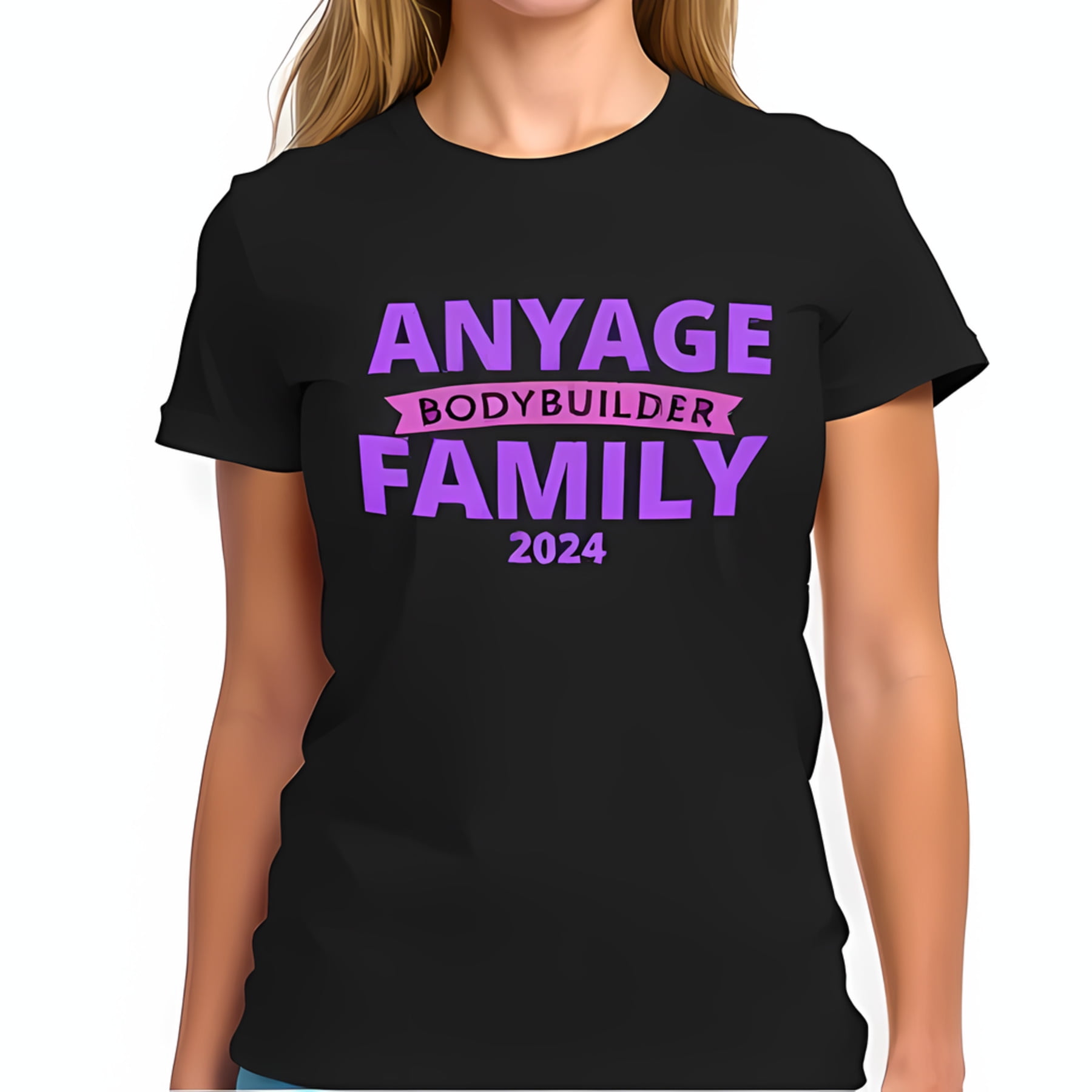 ANYAGE Bodybuilder Family 2024 Black Cotton Short Sleeve T-Shirt with ...