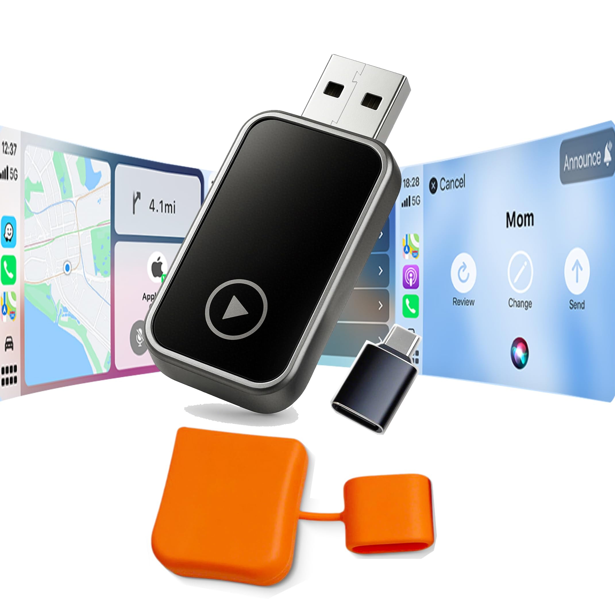 ANYDERTS Wireless CarPlay Adapter 2-in-1 for iPhone & Android,Easy ...