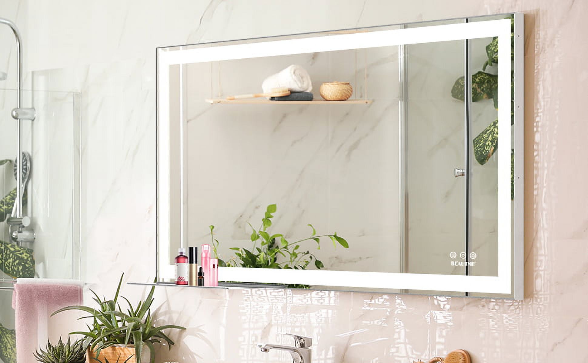 ANYHI 48x24 inch Extra Large LED Bathroom Wall Mount Mirror with 3 ...
