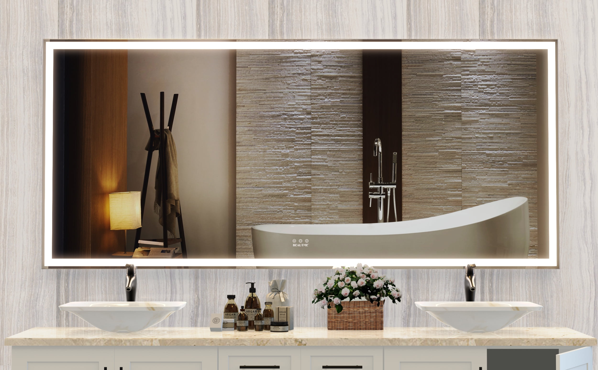 ANYHI Oversized 72X32 inch LED Bathroom Mirror, Wall Mounted, 3 Color ...