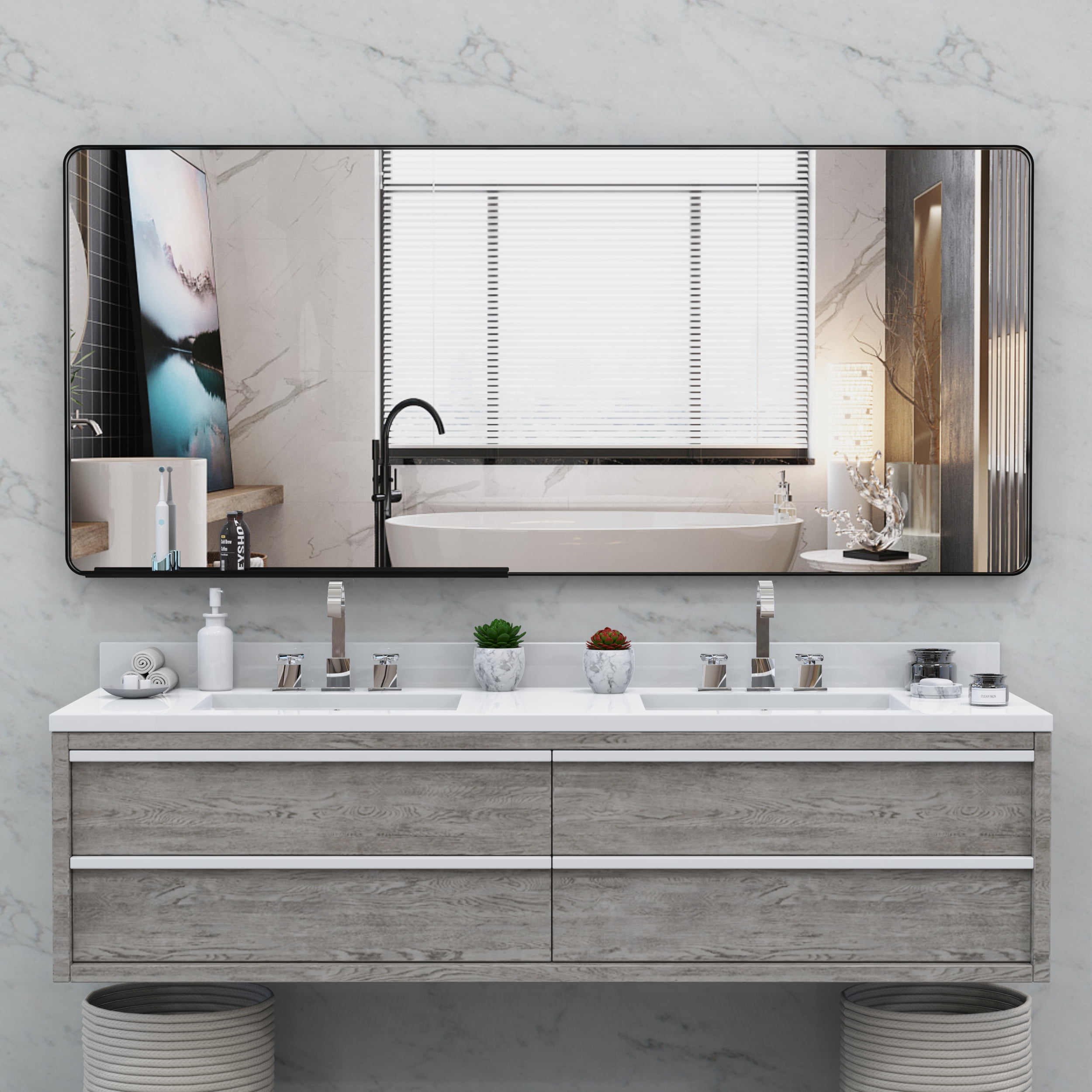 ANYHI Bathroom Mirror with Removable Tray Wall Mount Mirror,Vertical ...