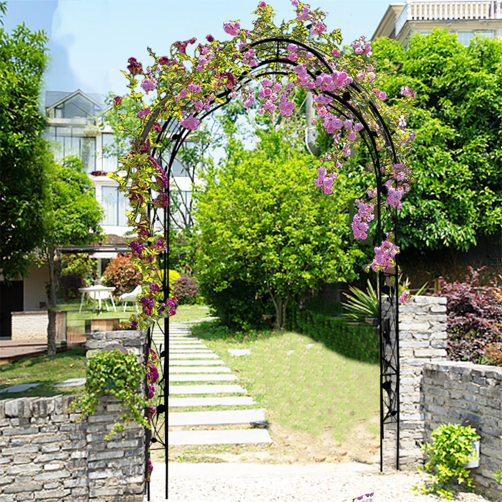 ANYHI Metal Garden Arch Assemble Freely with 8 Styles Garden Arbor ...