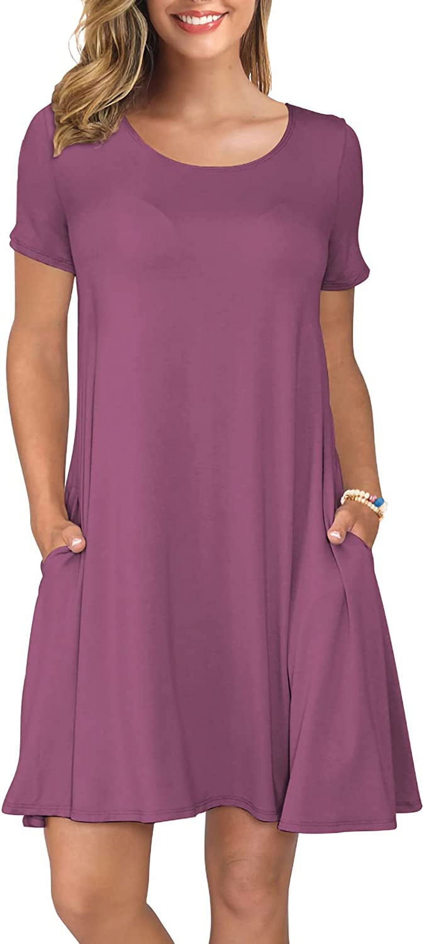 ANYJOIN Women's Summer T Shirt Dress, Short Sleeve Swing Style, Casual ...