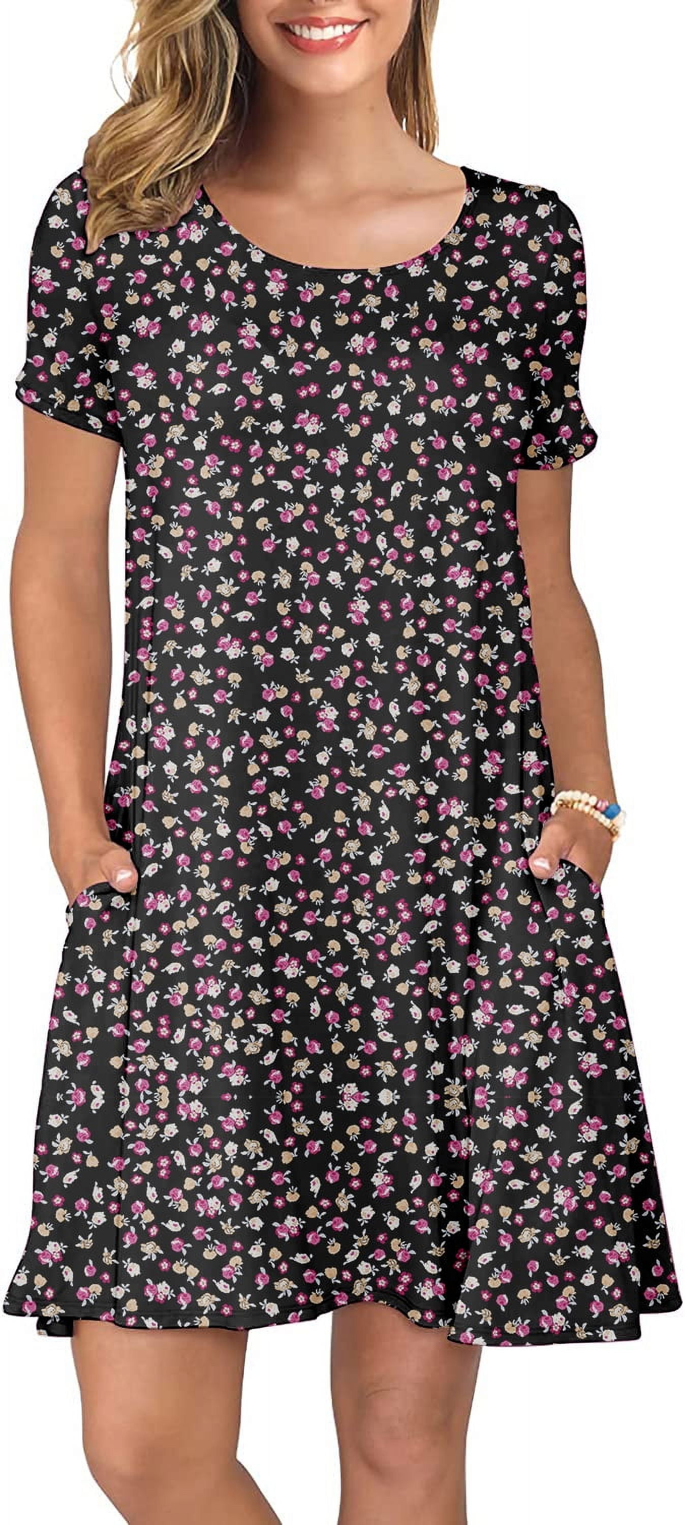 ANYJOIN Women's Summer Casual T Shirt Dress, Short Sleeve, Swing Style ...