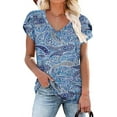 Anyjoin Womens Summer Tunics Tops Short Sleeve Casual T Shirts V Neck