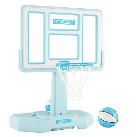 ANYMAY 44 inch Portable Pool Basketball Hoop Set with 2 Balls, Pump ...