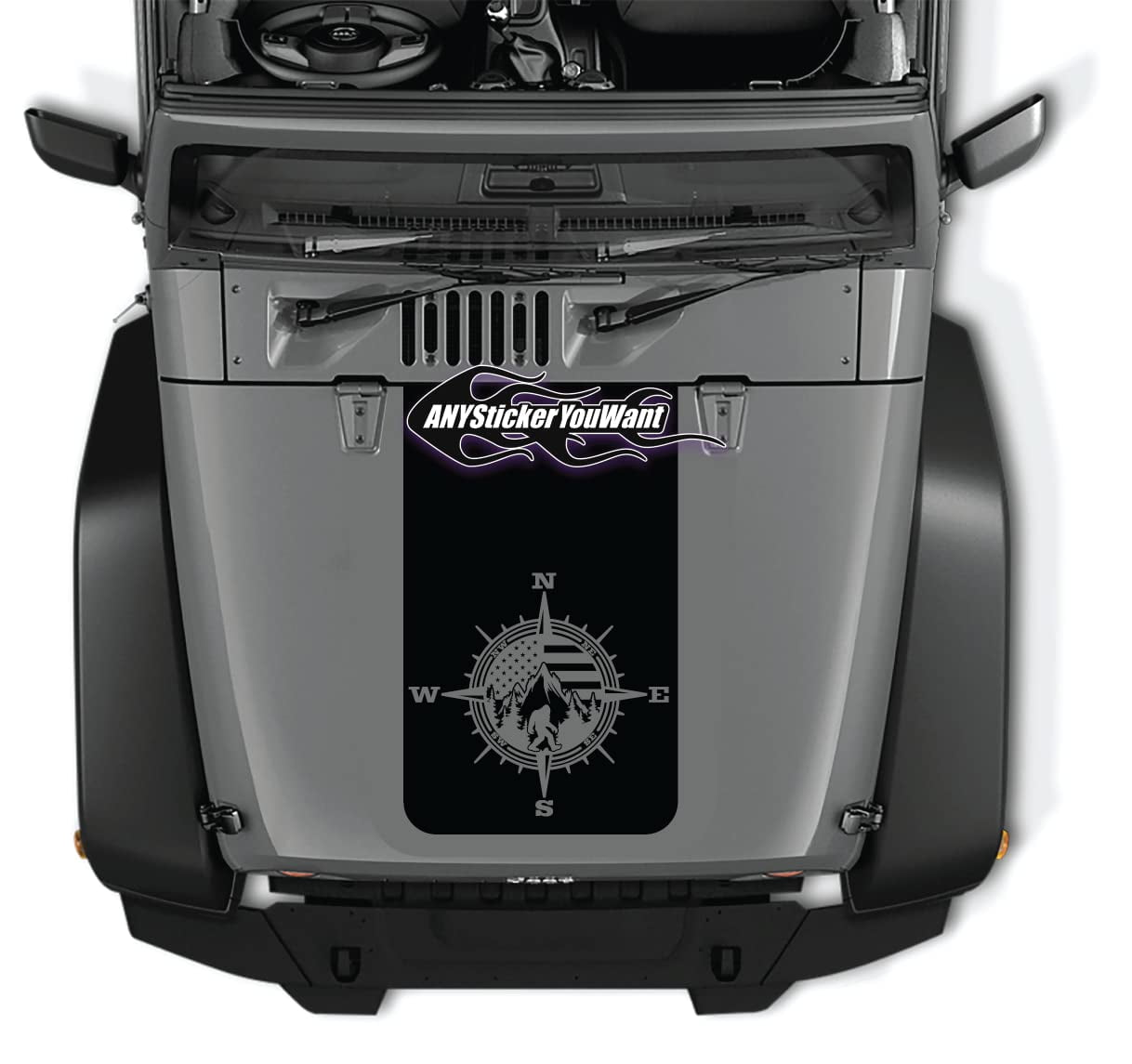 ANYStickerYouWant - Bigfoot Compass Blackout Vinyl Decal Hood Sticker ...