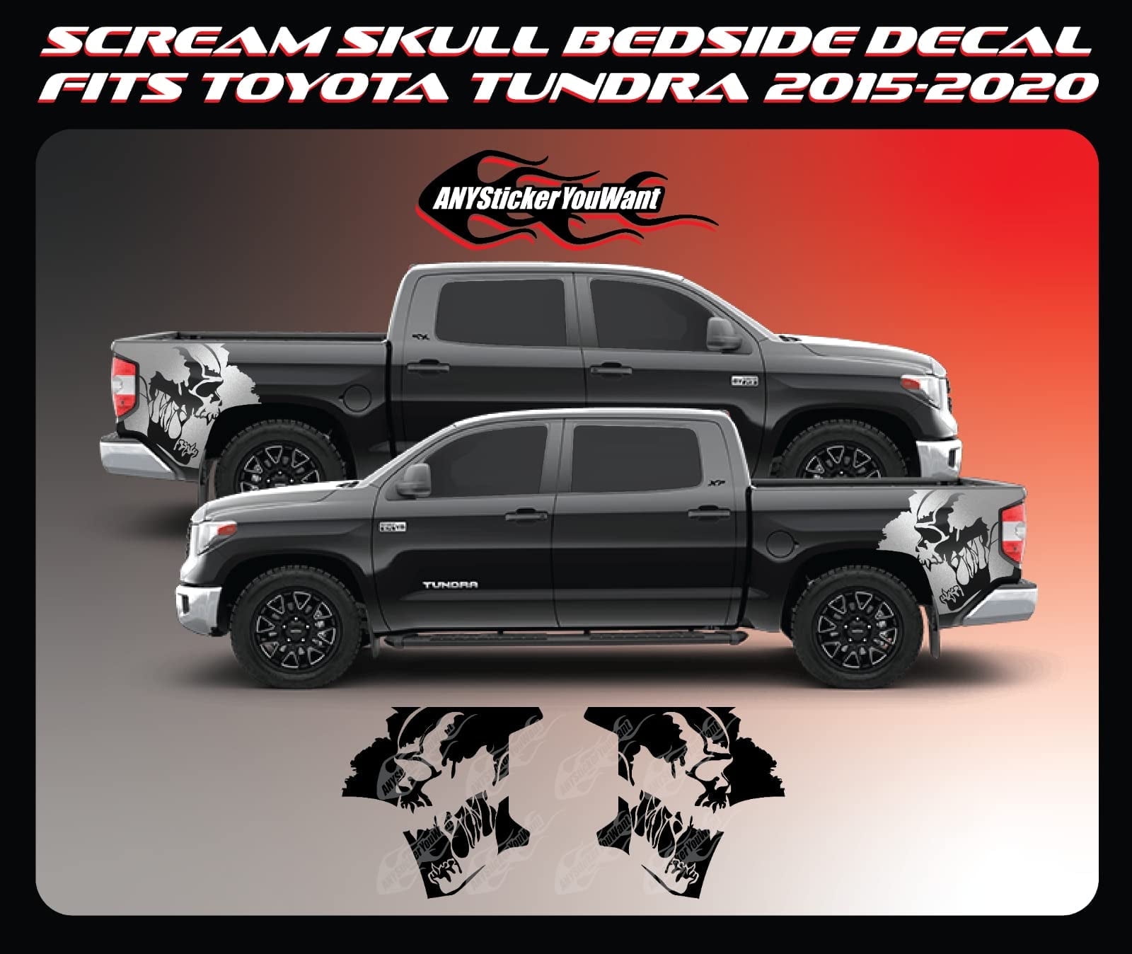 ANYStickerYouWant - Screaming Skull Bedside Vinyl Decal Compatible with ...