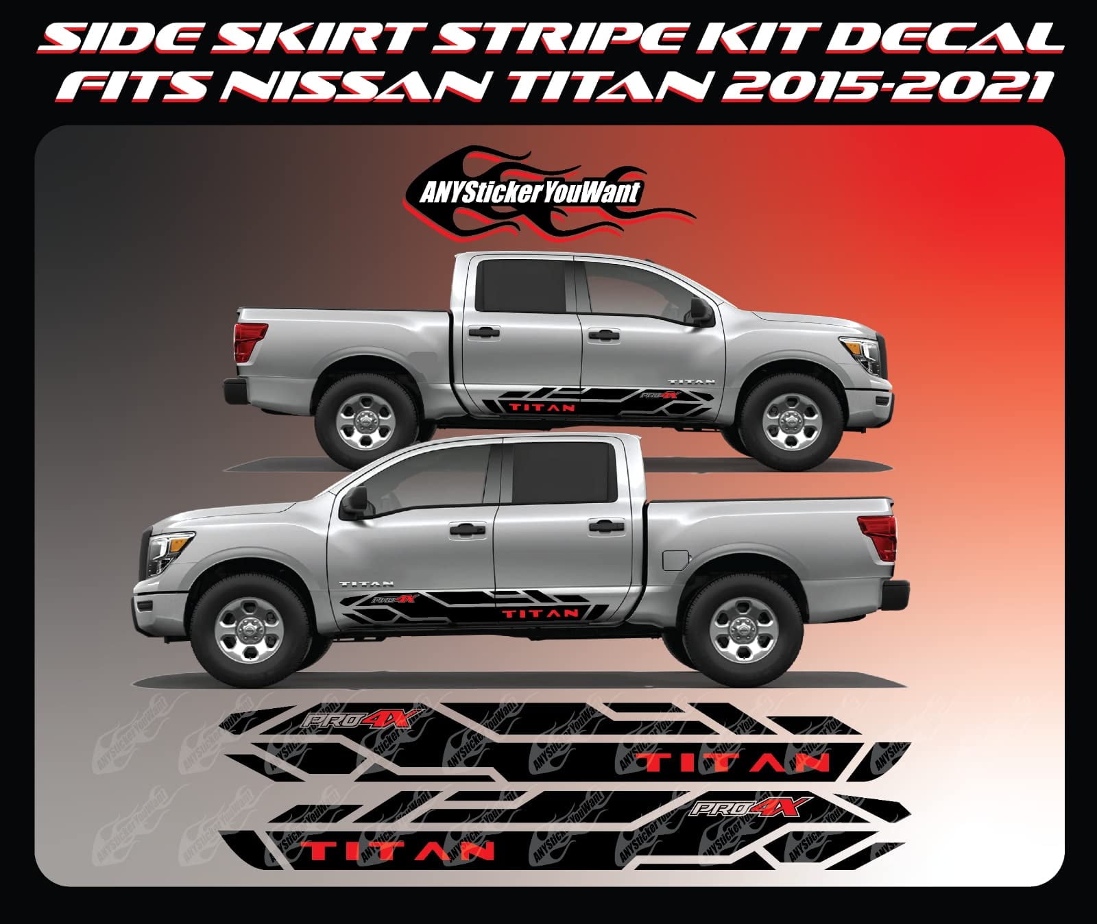ANYStickerYouWant - Side Skirt Stripe Kit Vinyl Decal Compatible with ...
